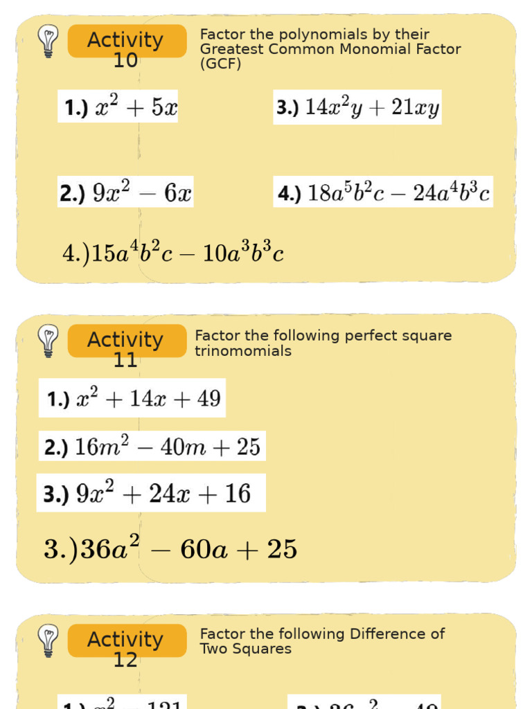 8 Factoring - Common Monomial Factor | PDF
