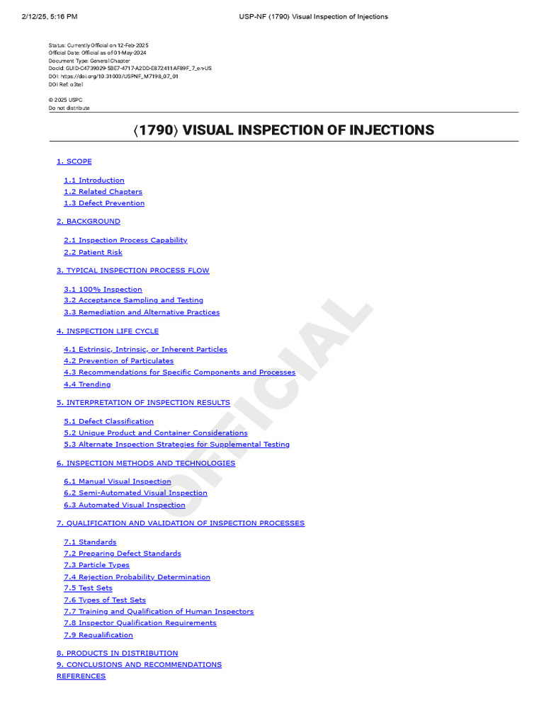 USP Visual Inspection Guidelines | PDF | Solubility | Particulates