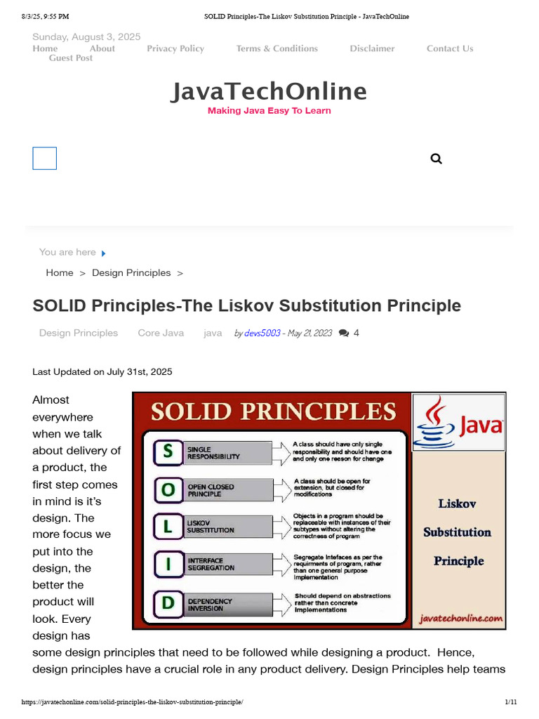 SOLID Principles-The Liskov Substitution Principle - JavaTechOnline | PDF | Inheritance (Object ...
