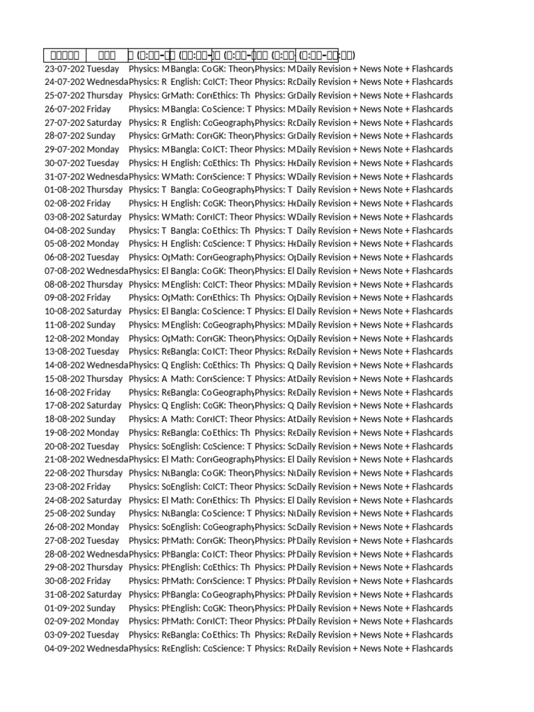 49th BCS Custom Study Routine 60 Days | PDF