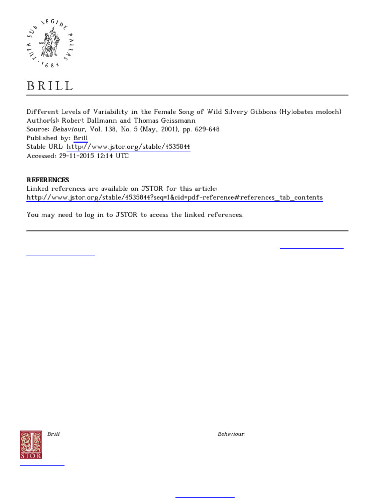 Geissmann & Dallman, 2001 | PDF | Frequency