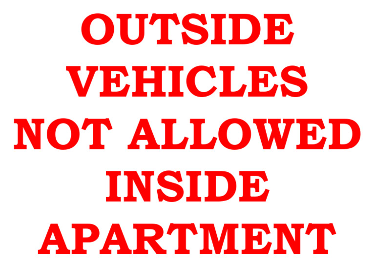 Outside Vehicles Not Allowed Inside Apartment | PDF