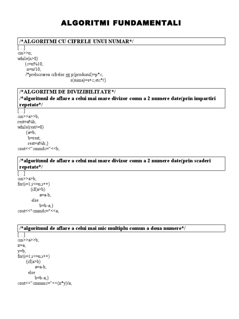 Algoritmi Fundamentali | PDF