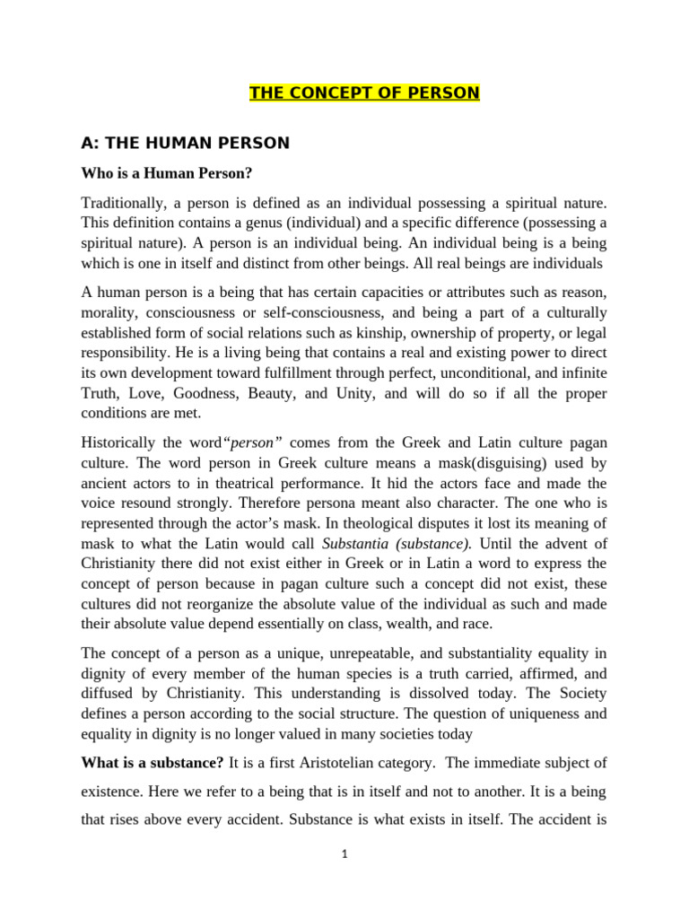 Understanding the Human Person Concept | PDF | Transcendence ...