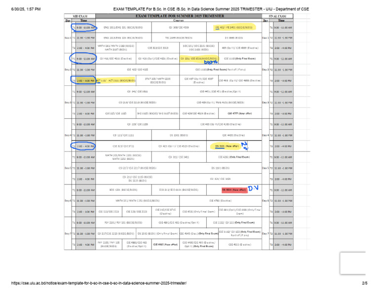 Exam Template For B.sc. in Cse - B.sc. in Data Science Summer 2025 Trimester - Uiu - Department ...