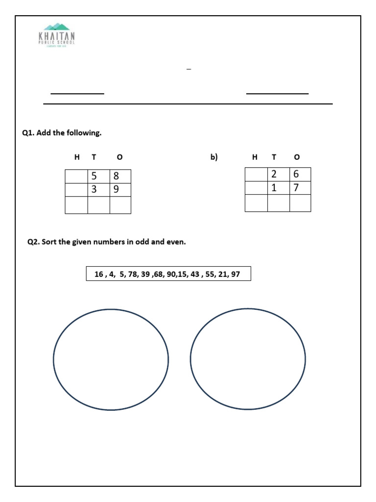 Grade 2 SD-2 Math Practice Sheet 1 | PDF