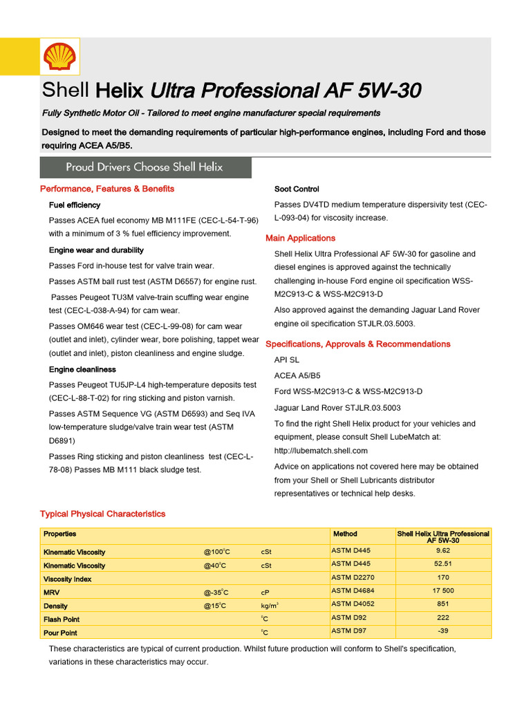 Shell Helix Ultra Professional AF 5W-30: Performance, Features ...