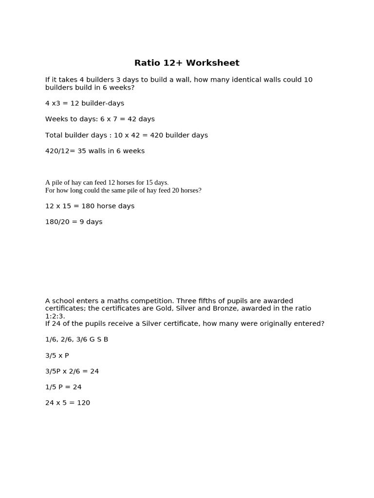 Ratio worksheet | PDF