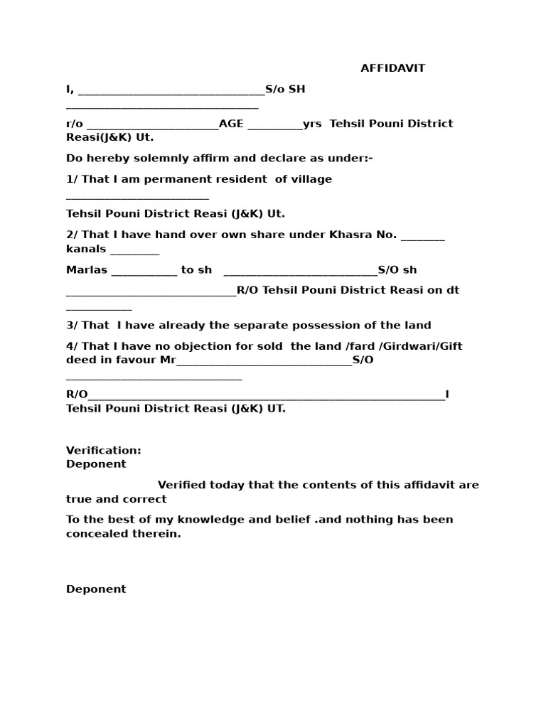 AFFIDAVIT For Land Sold | PDF