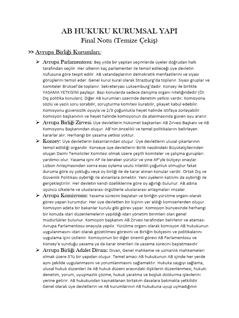 AB Hukuku Final Notu | PDF
