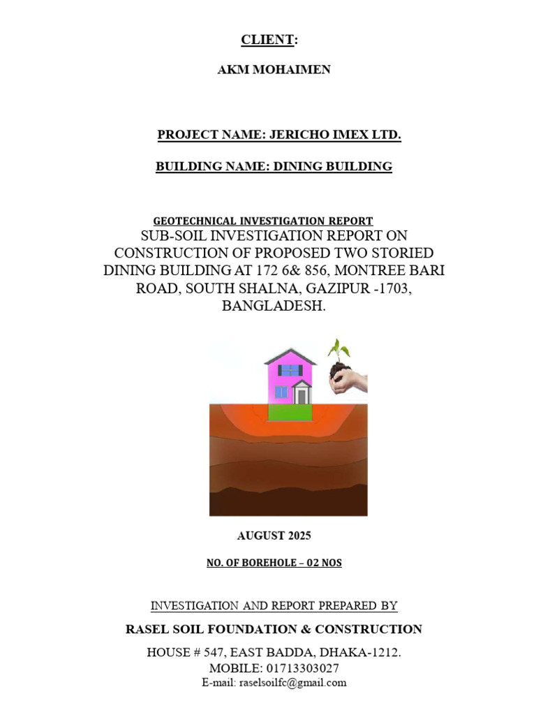 AKM Mohaimen - Sub Soil Investigation Report | PDF | Soil Mechanics | Geotechnical Engineering