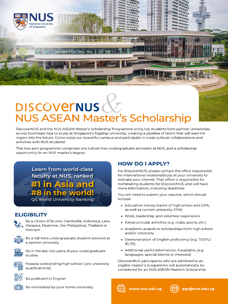 Discovernus and Nus Asean Masters Scholarship Fav160425 | PDF ...
