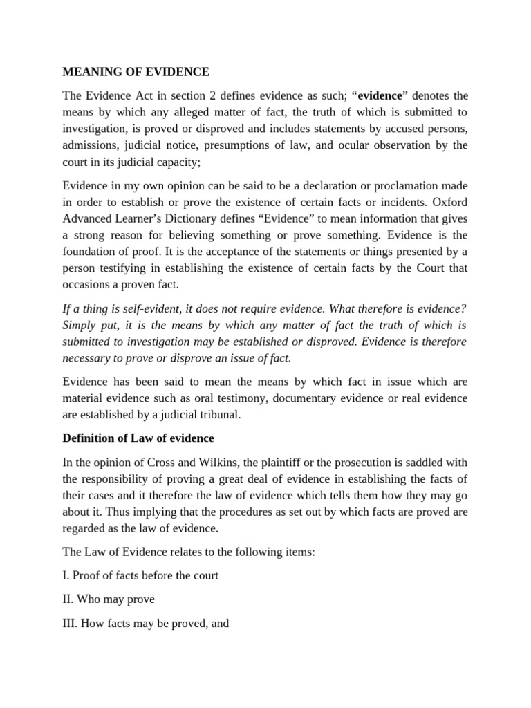 Understanding the Law of Evidence | PDF | Hearsay | Evidence (Law)