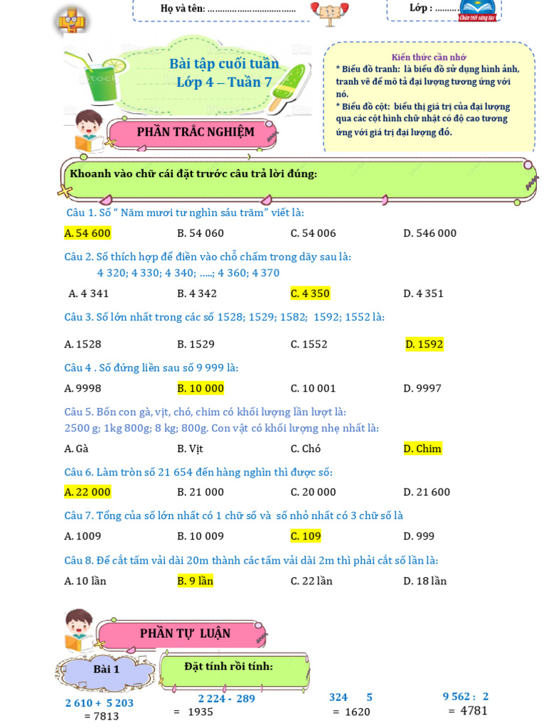 Đáp Án Toán Tuần 7 - Ctst | PDF