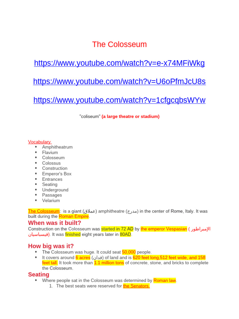 Ch2 Lesson 3,4 Colosseum & The Roman Republic | PDF | Ancient Roman Government | Roman Law