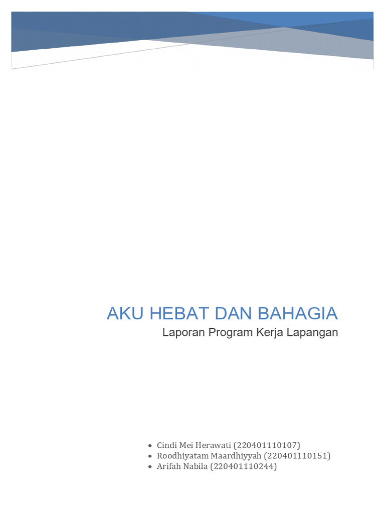 Program PKL: Aku Hebat dan Bahagia | PDF