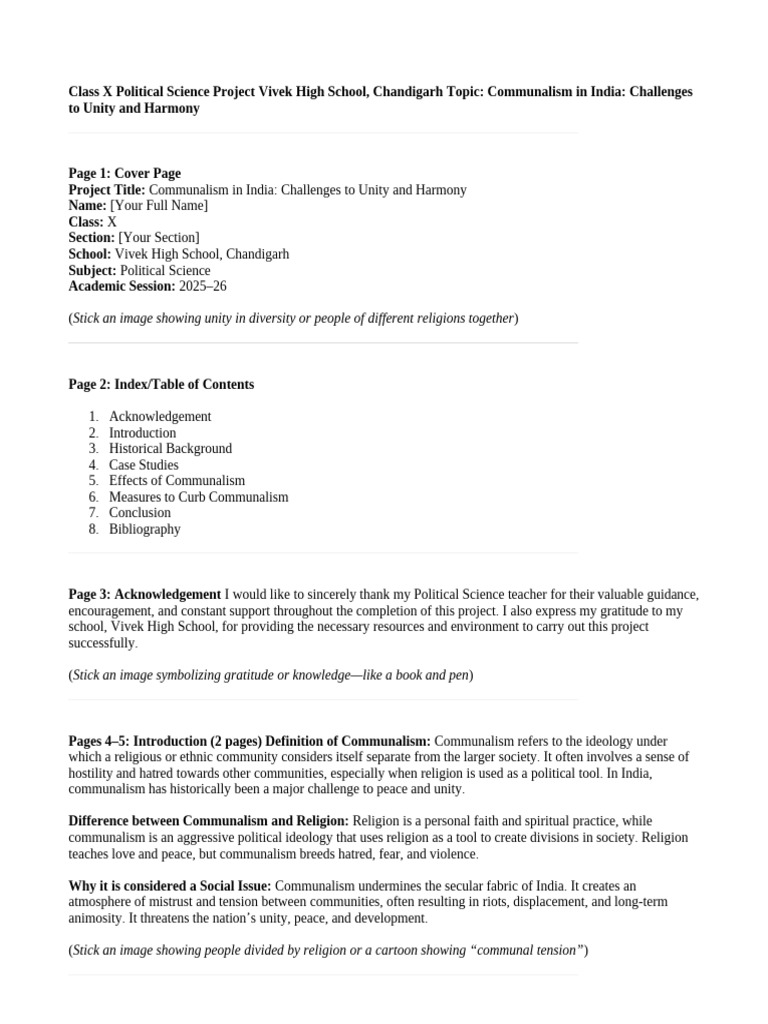 Class X Political Science Project | PDF | Partition Of India | British Raj