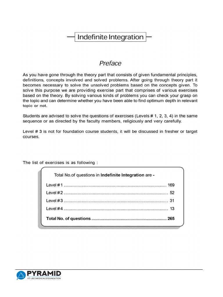 WORKSHEET Indefinite Integration | PDF