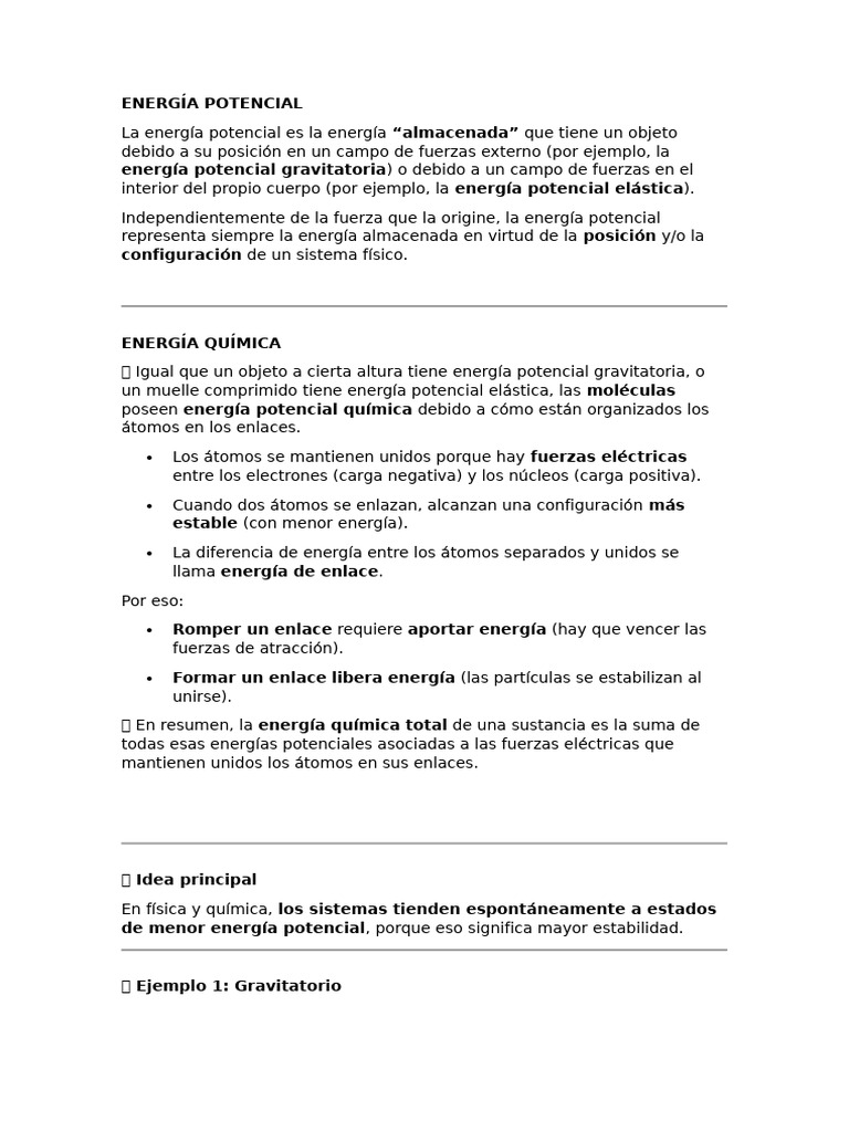 Energía Potencia y Química | PDF