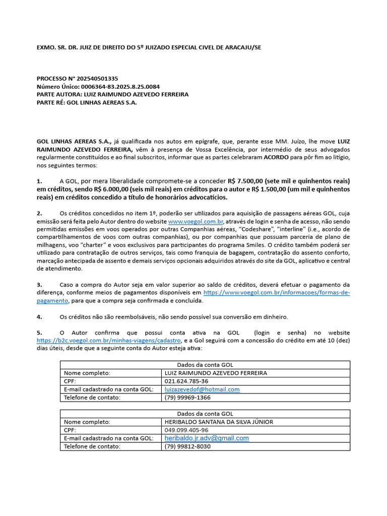 Minuta de Acordo - Luiz Raimundo Azevedo Ferreira- Processo ...