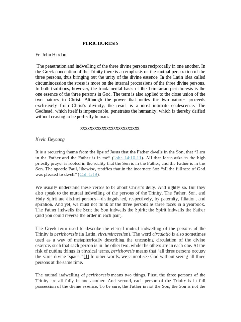 Perichoresis | PDF | Trinity | God The Father