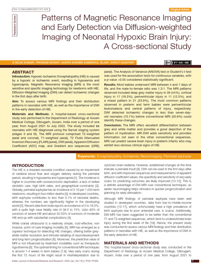 MRI and DWI in Neonatal HIE Detection | PDF | Magnetic Resonance ...