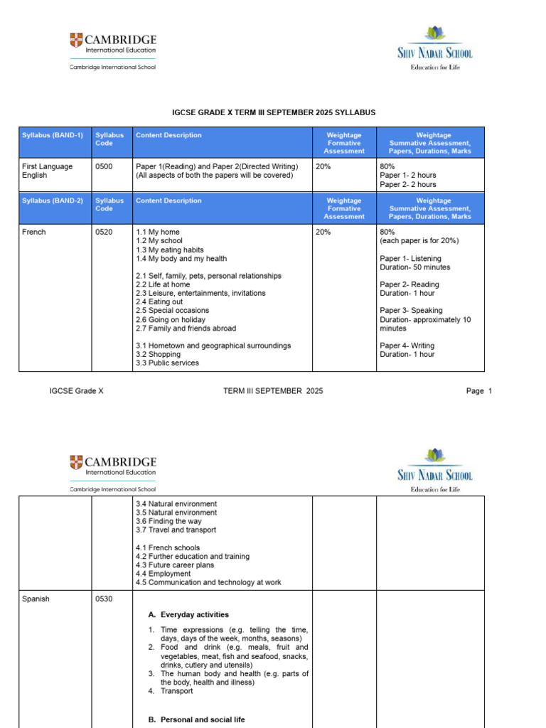 IGCSE Grade 10 Term III Sept 2025 Syllabus | PDF | Electromagnetism | Waves
