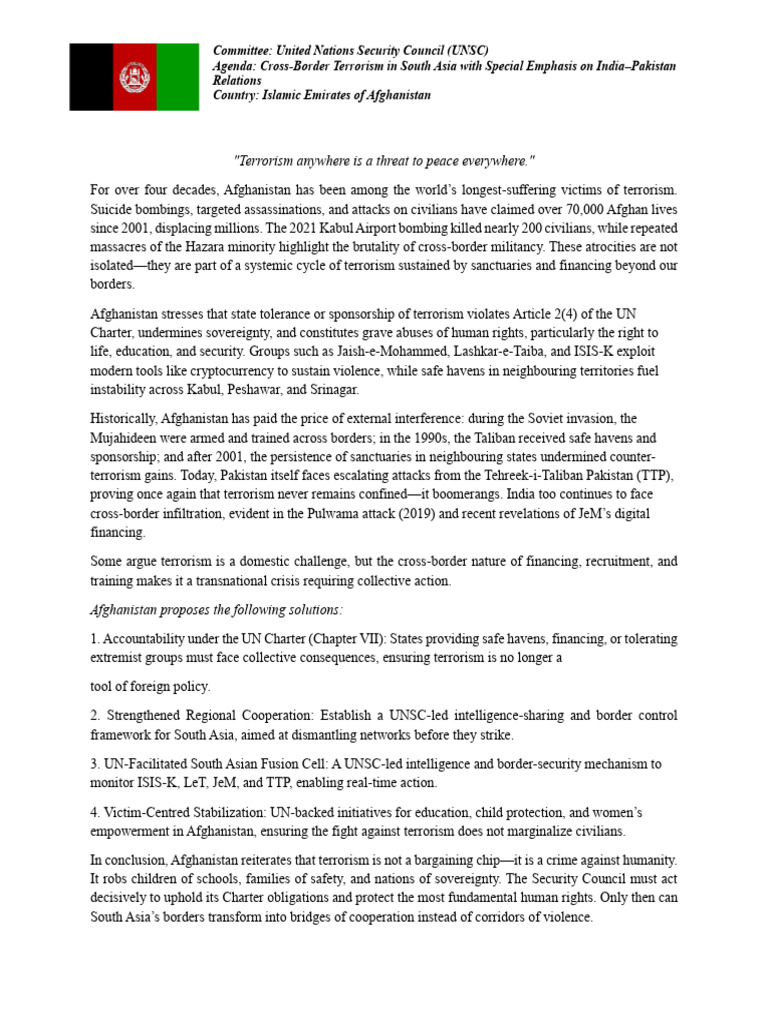 Position Paper (Afghanistan) | PDF | Guerrilla Warfare