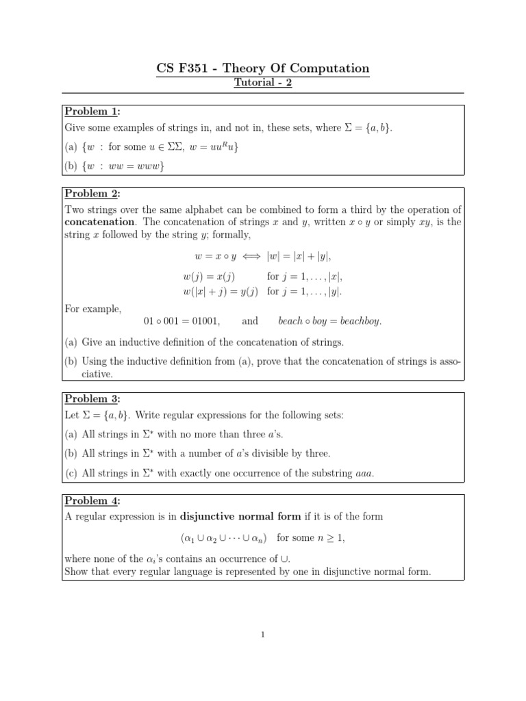 CS F351 Tutorial2 | PDF