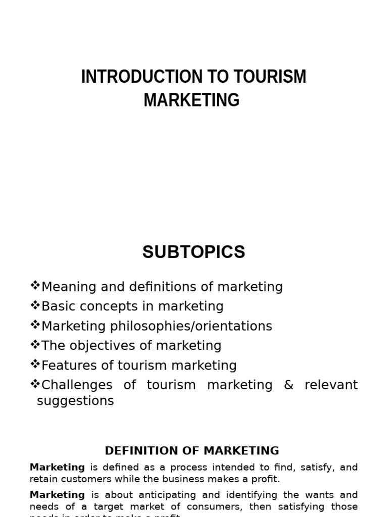 Introduction To Tourism Marketing | PDF | Sales | Marketing