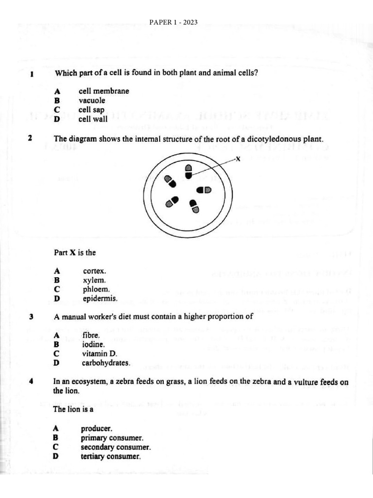 O-Levels Combined Science 2023-1 | PDF