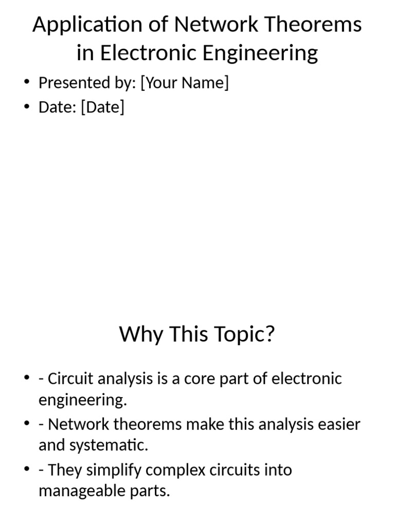 Application of Network Theorems in Electronic Engineering | PDF