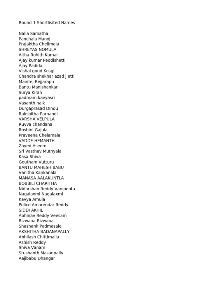 TKR College of Engineering Round-1 Shortlisting | PDF