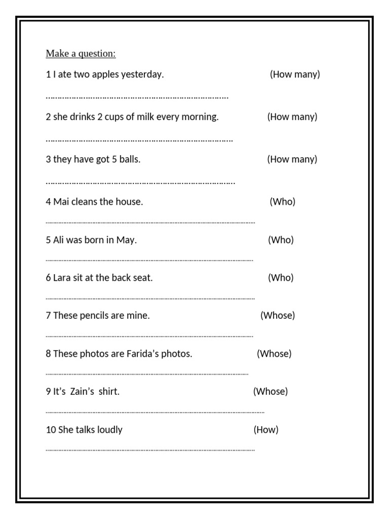 Question Formation Practice Guide | PDF