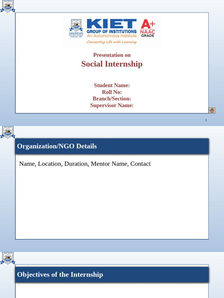 Social Internship Presentation Overview | PDF