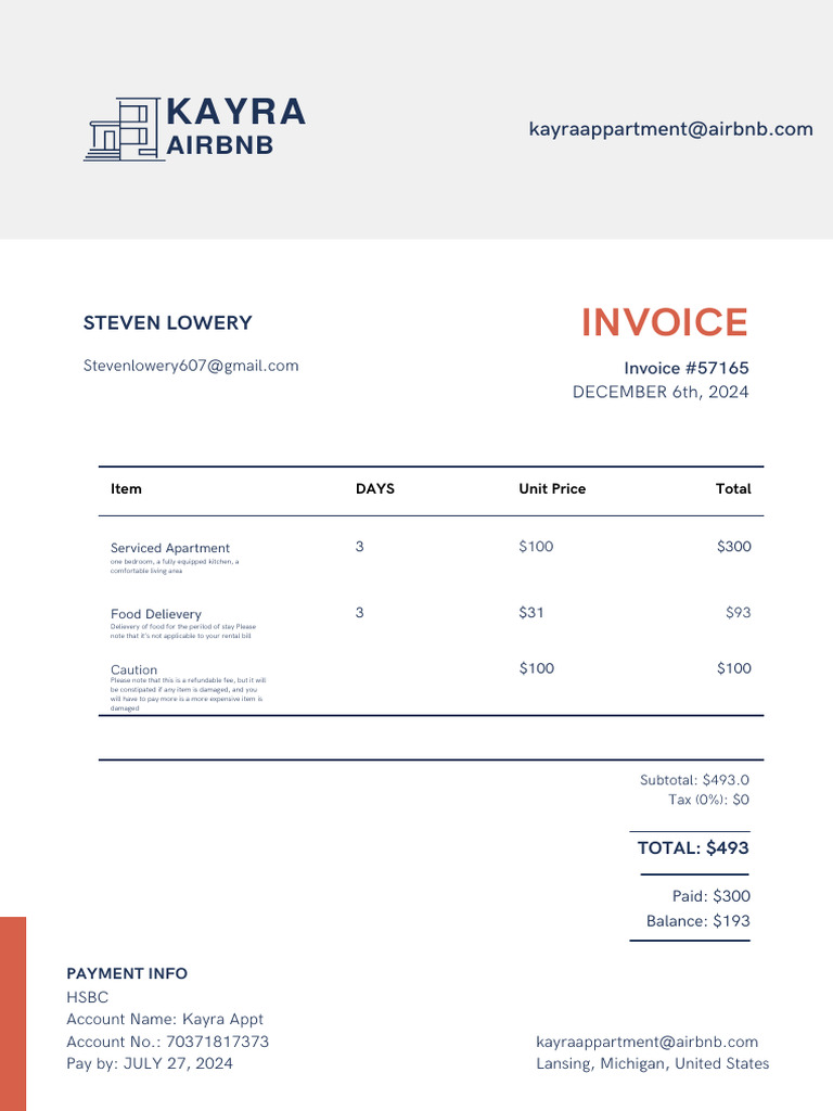Airbnb Invoice | PDF