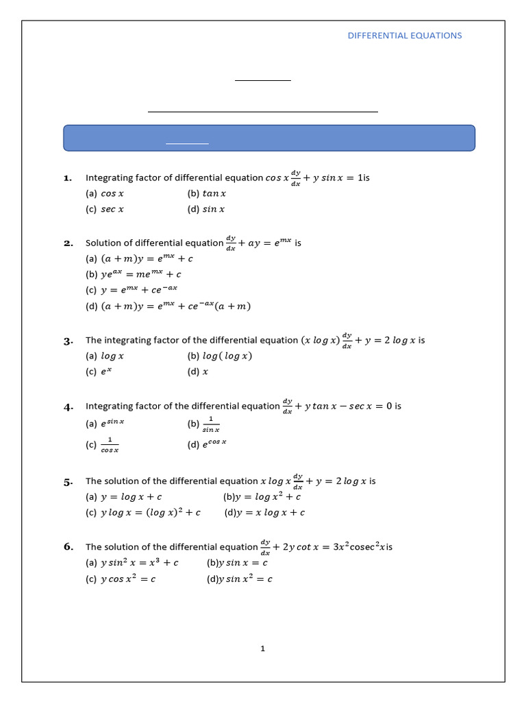 DPP-13 Differential Equations | PDF | Chess Openings | Chess