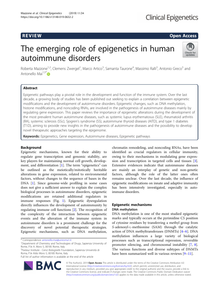 The Emerging Role of Epigenetics in Human Autoimune Disorder | PDF ...