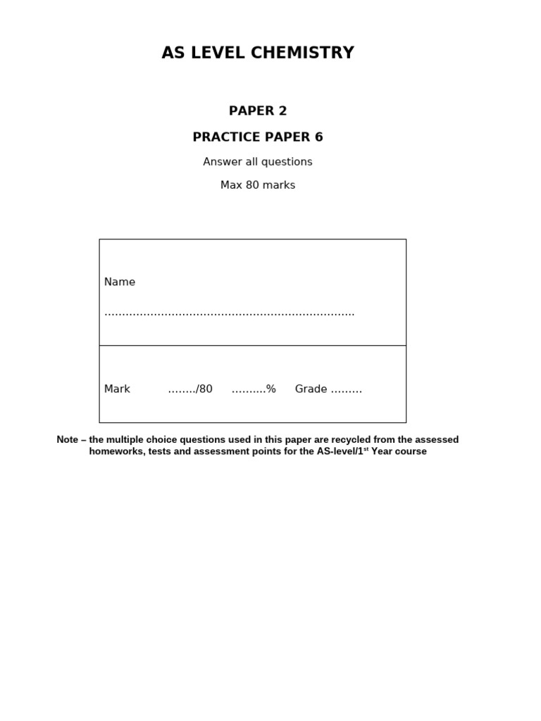 As-Level Paper 2 Pp6 | PDF | Gases | Combustion