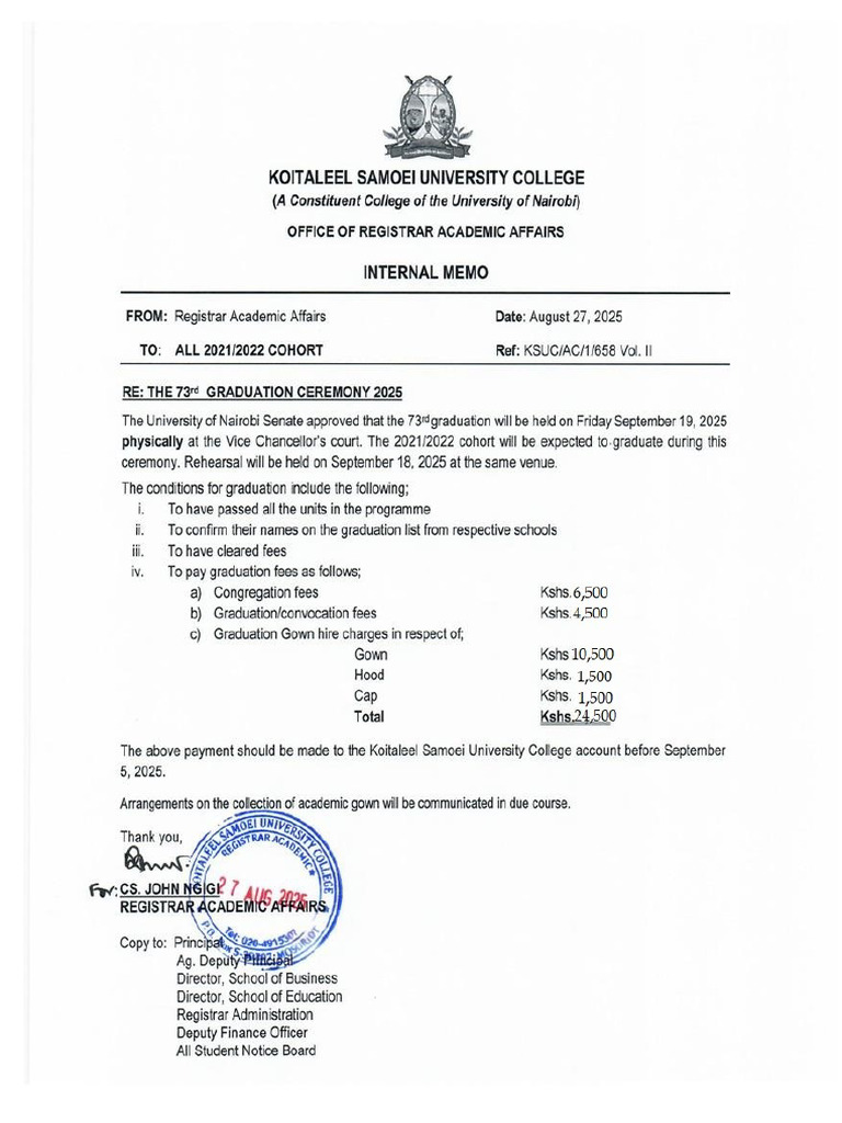 MEMO_TO_STUDENTS_ON_73RD_GRADUATION_2025.-1 | PDF