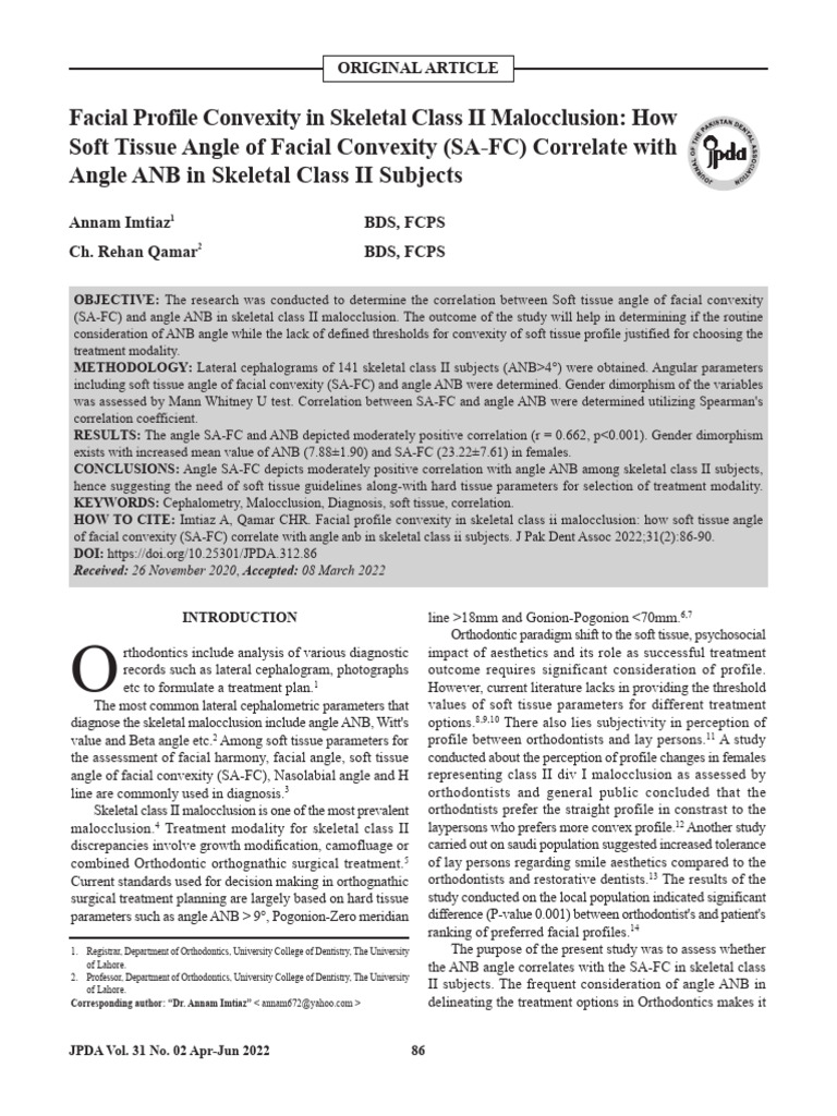 Original Facial Profile Convexity Compressed | PDF | Orthodontics | Angle