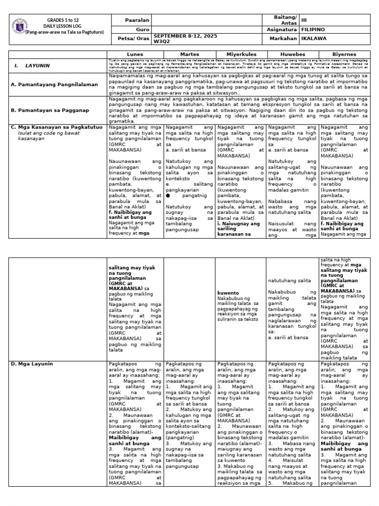Oldformat FILIPINO3 WEEK3 | PDF