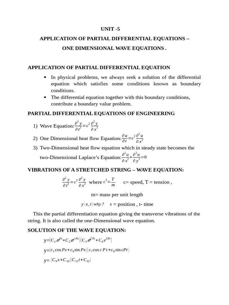 One-Dimensional Wave Equation Analysis | PDF | Waves | Wave Equation