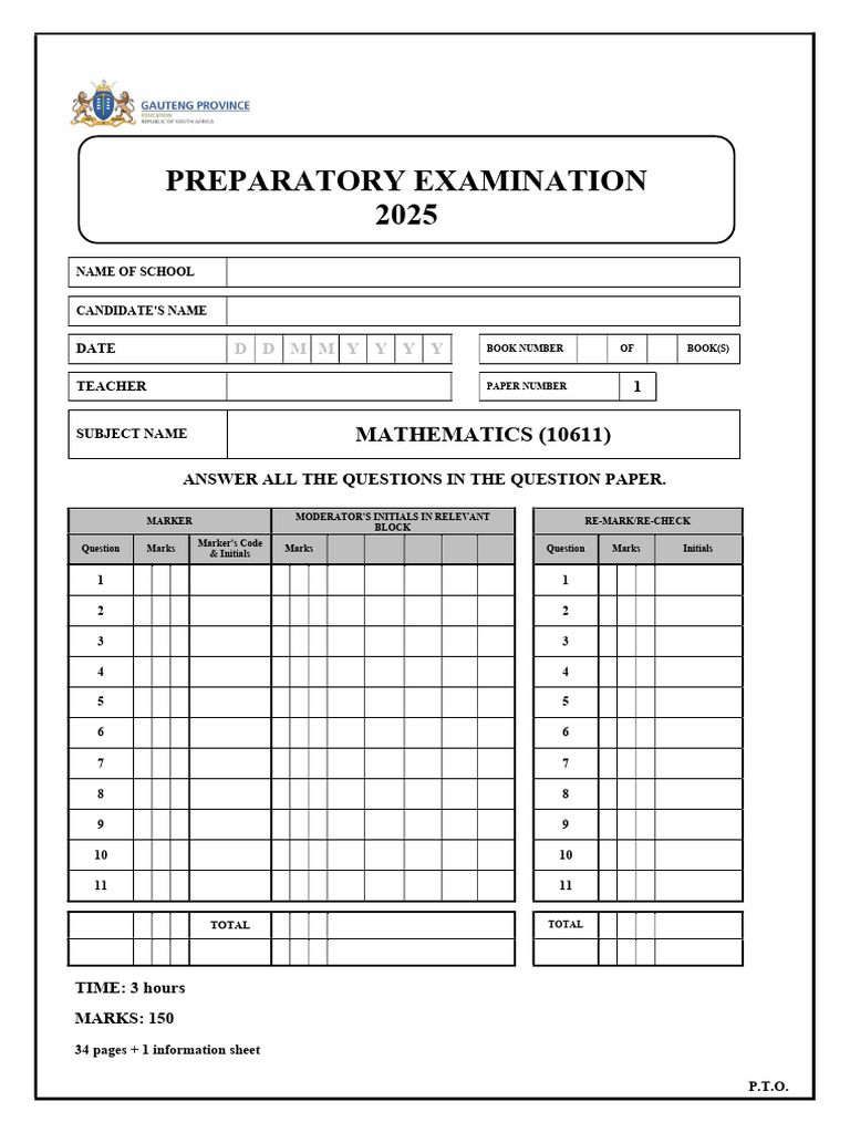 Mathematics P1 Eng - X5 | PDF | Numbers | Sequence