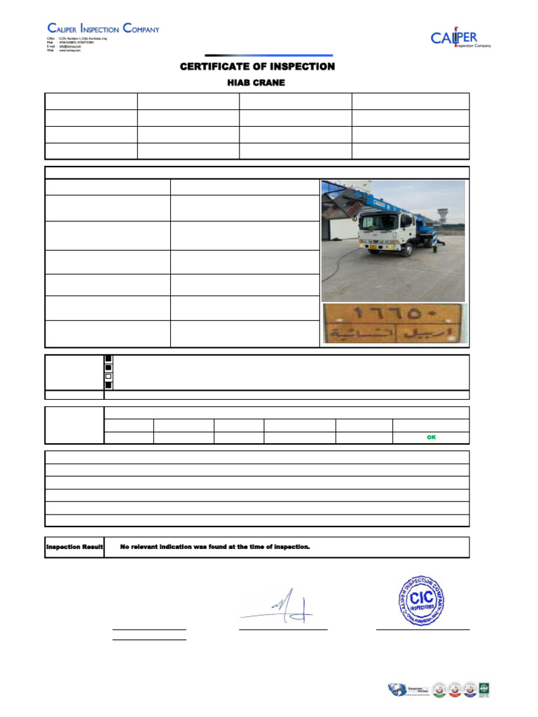 CIC-AHKM-025-001 Cerificate of Thorough Examination of Hiab Crane ...