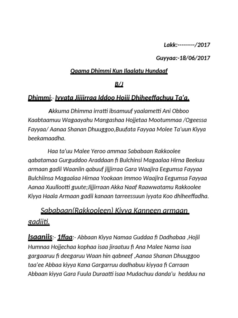 Iyyata Dhuunfaa | PDF