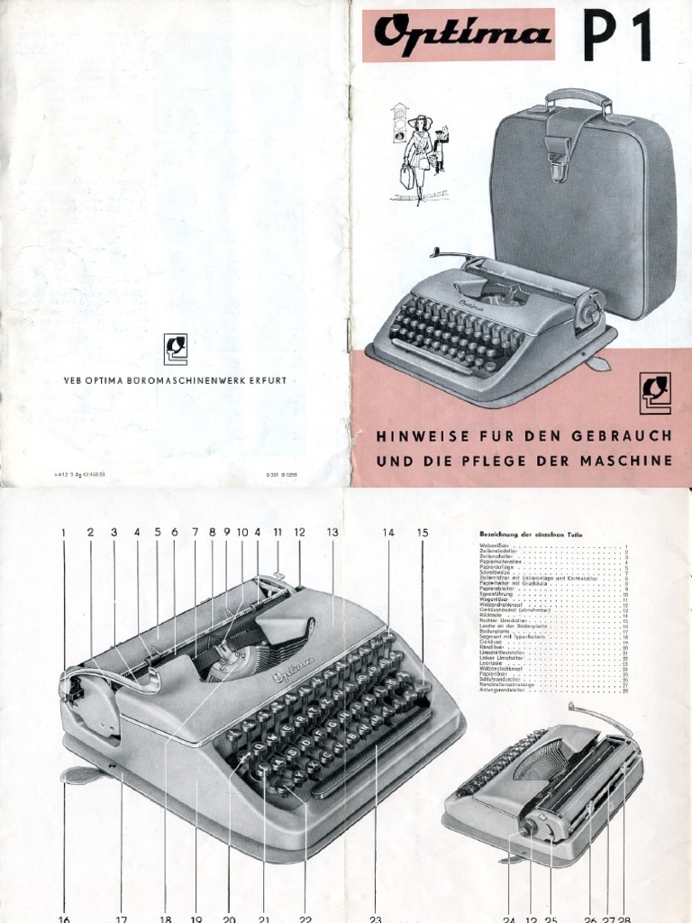 Optima P1 Portable Typewriter Manual | PDF