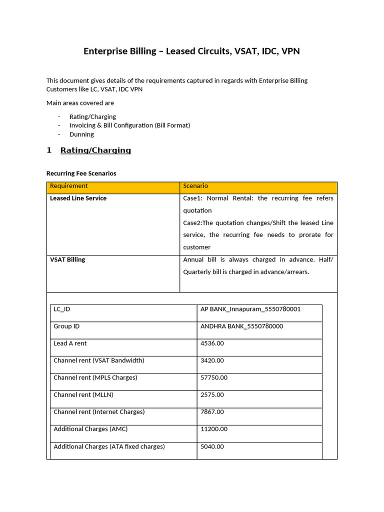 Enterprise Billing for Circuits and VPN | PDF | Invoice | Customer ...