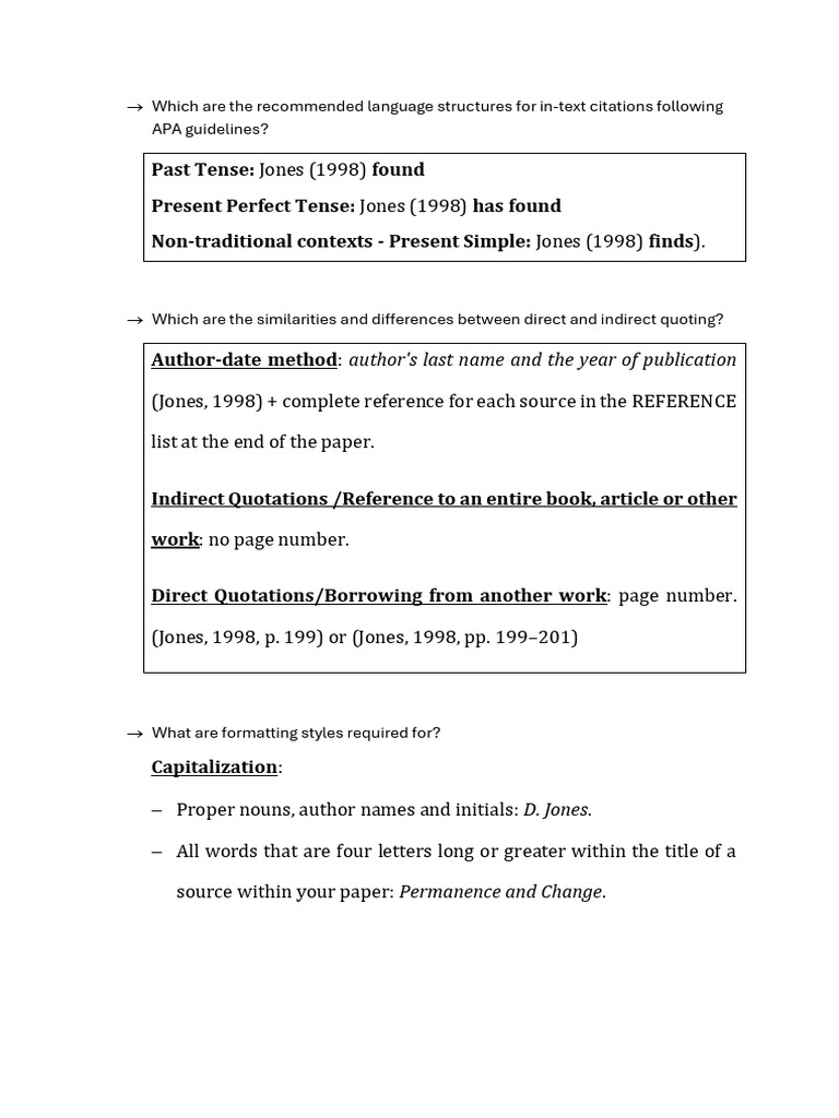 In-Text Citations The Basics Summary | PDF | Citation | Word