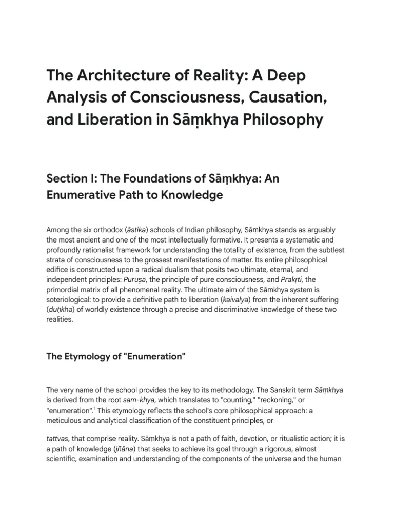 Samkhya Philosophy - A Deep Dive | PDF | Ātman (Hinduism) | Advaita Vedanta